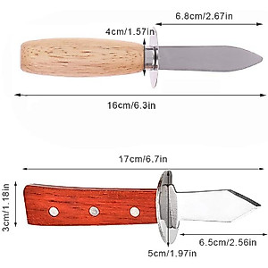 Oyster Shucking Knife Set , Oyster Knife Opener 2 Stainless Steel Oyster Knifes and 1 Pair Cut Resistant Gloves Oyster Opener Kit Oyster Opener with Wood-Handle Stainless Steel for Clam Shellfish and Seafood