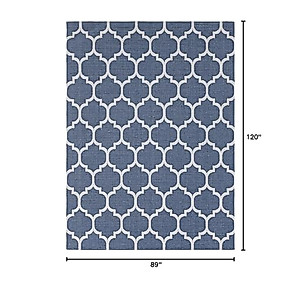 Rugs.com Georgia Collection Rug – 7' x 10' Navy Blue Flatweave Rug Perfect for Living Rooms, Large Dining Rooms, Open Floorplans