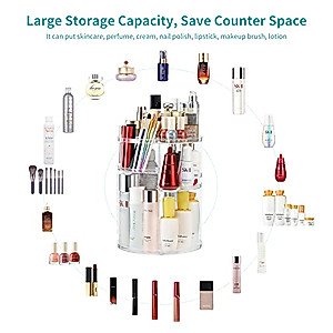 COOLBEAR Makeup Organizer,360 Degree Rotating Adjustable Acrylic Cosmetic Storage Display Case,6 Layers Large Capacity Makeup Storage for Perfumes,Makeup Brushes,Lipsticks and More,Clear Transparent
