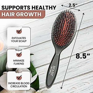 Since 1869 Hand Made In Germany - Nylon Boar Bristle Brush Suitable For Normal to Thick Hair - Gently Detangles, No Pulling or Split Ends - Softens and Improves Texture, Stimulates Scalp (Medium)