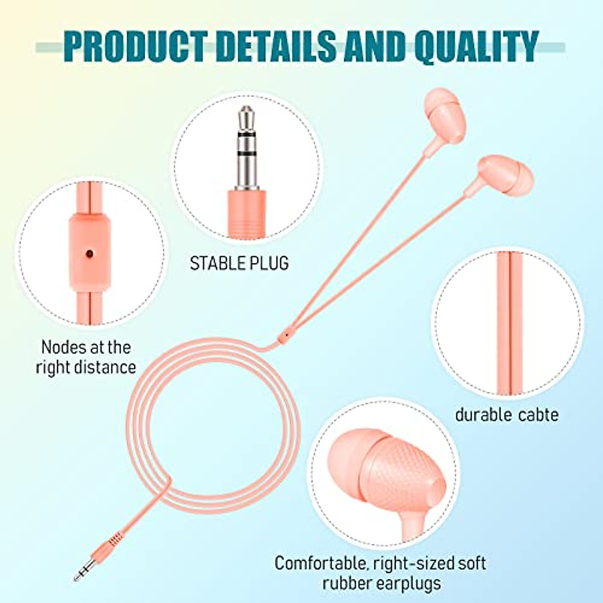 Macarrie 20 Pack Kids Earbuds Bulk 3.5 mm in-Ear Earphones Wired Earphones Without Mic Headphones for School Classroom Students Kids Adults Gifts (Multicolor)