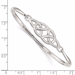 Solid 925 Sterling Silver Celtic Knot Irish Claddagh Bangle Cuff Bracelet