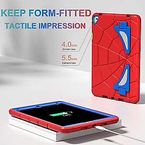 Nitupai Case for iPad 9th Generation/iPad 8th 7th Generation 10.2 inch 2021/2020/2019 Heavy Duty Shockproof Rugged Protective Cover 10.2'' with Stand Kids, Red+Blue