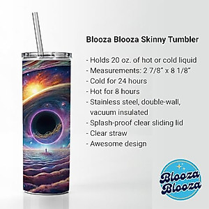 Psychedelic Black Hole Galaxy Space Vibrant Colors Skinny Tumbler 20oz with Straw Insulated Water Bottle Gift