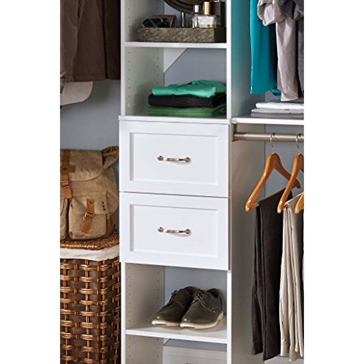 ClosetMaid SuiteSymphony Wood Drawer Add On Accessory, Shaker Style, for Storage, Closet, Clothes, 16" X 10", Pure White