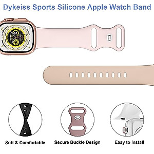 DYKEISS Silicone Sport Bands Compatible with Apple Watch Band 38mm 42mm 40mm 44mm 41mm 45mm 49mm, Soft Waterproof Strap Replacement Wristband for iWatch Bands Series Ultra 8 7 SE 6 5 4 3 2 1 Women Men
