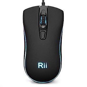 Rii RM105 Wired Mouse,Computer Mouse with Colorful RGB Backlight,Comfortable Grip Ergonomic Optical,USB Wired Mice Support Windows PC, Laptop,Desktop,Notebook,Chromebook