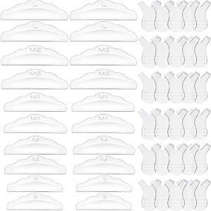 Maitys 20 Pieces Lash Lift Pads Rods Silicone Eyelash Perming Curler and 30 Pieces Y Shape Eyelash Brush, Silicone Perming Curler Makeup Tools, Reusable Lash Lifting Pads(Clear)