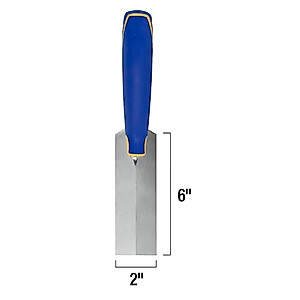 QEP 6 in. x 2 in. Comfort Grip Flat Margin Flooring Trowel with Bucket Hook, Silver (42112)