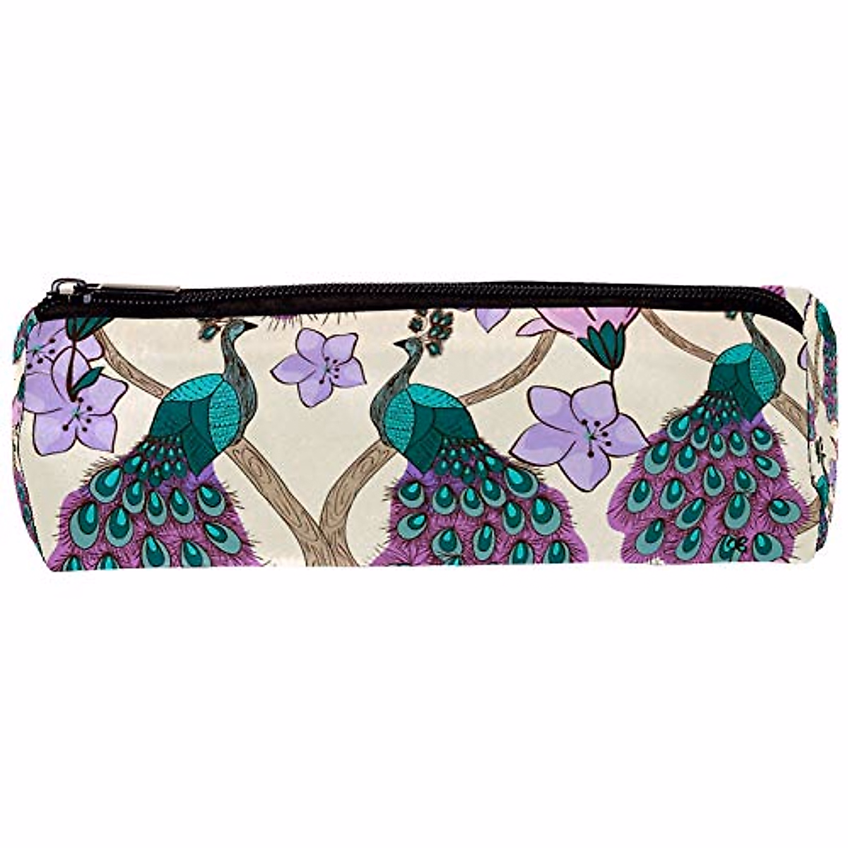 Peacocks and Floral Pattern Pencil Bag Pen Case Stationary Case Pencil Pouch Desk Organizer Makeup Cosmetic Bag for School Office