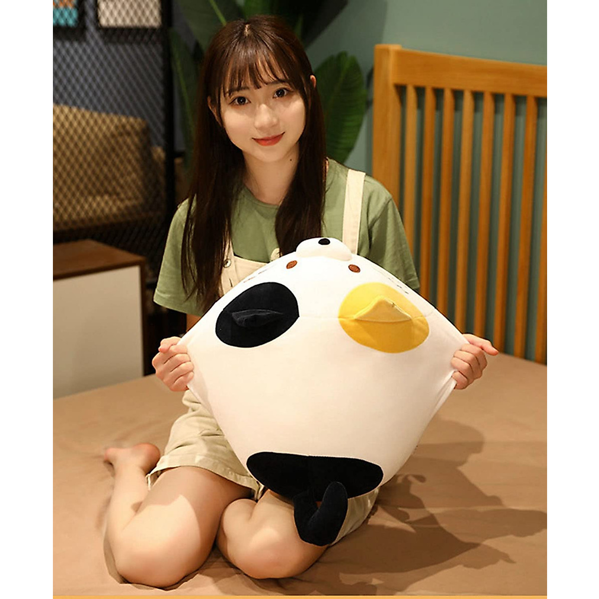 Cute Soft Fat Tabby Cat Kitten Stuffed Animals Cat Kitten Plush Toys Cat Kitten Plushies Throw Pillow Cat Kitten Hugging Cuddly Cat Kitten Doll Pillow Gift for Kids and Lovers (White, 14-Inch)