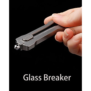 Tenchilon T33 Compact Retractable EDC Utility Box Cutter Pocket Knife, 1.9 inches D2 Spear Point Blades, 3.3 inches TC4 Titanium Handles