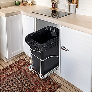 Epetlover 7.6 Gallon Sliding Pull Out Trash Can Waste Container Recycling Bins Under Cabinet for Kitchen, 29 Liters Capacity, Black