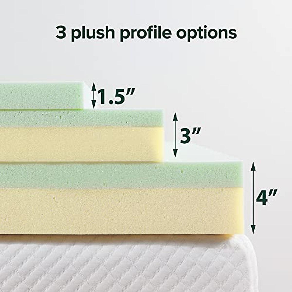 ZINUS 1.5 Inch Green Tea Memory Foam Mattress Topper, Pressure-Relieving Layers, CertiPUR-US Certified, Twin