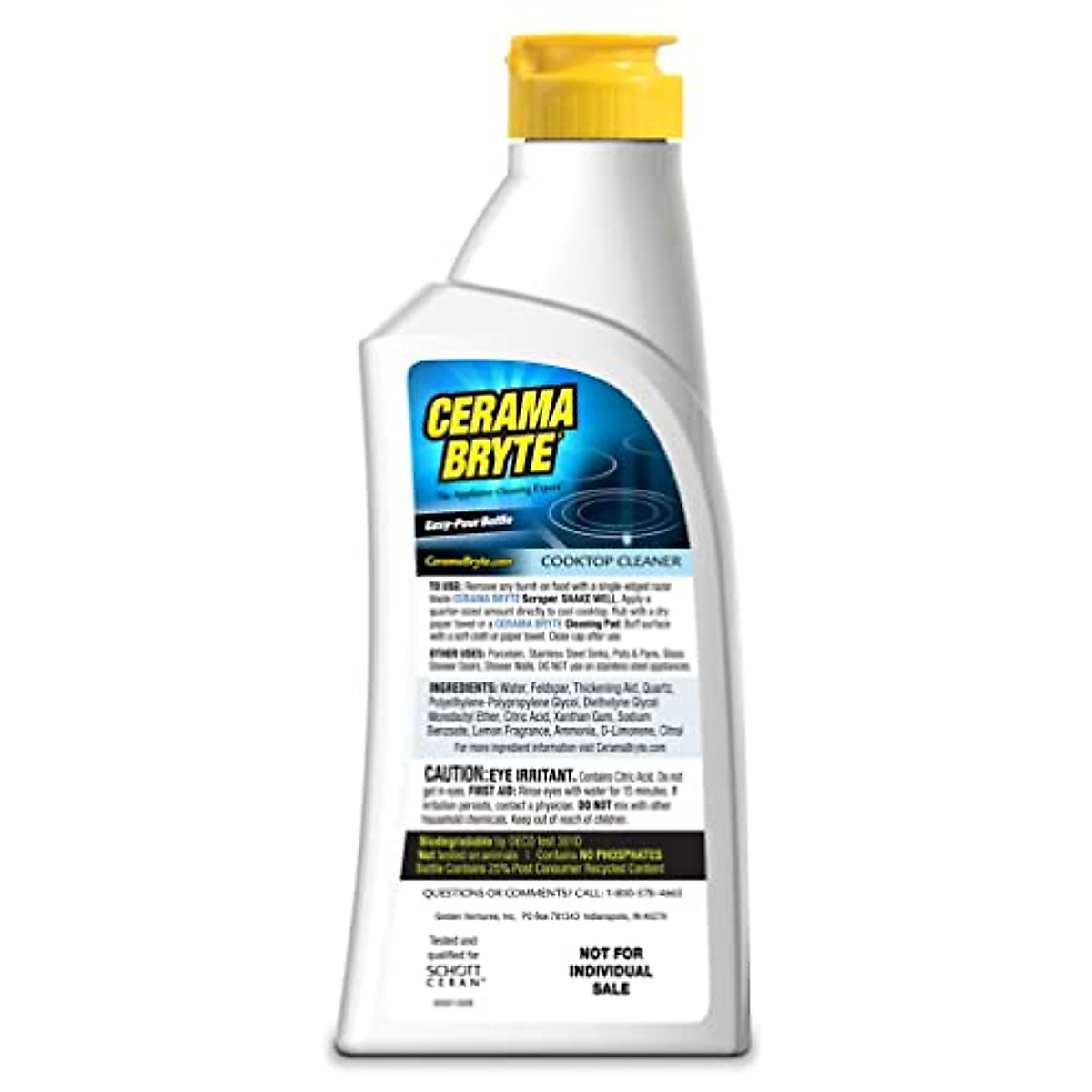 Cerama Bryte Combo Kit POW-R Grip, Scraper, Pad & Removes Tough Stains Cooktop and Stove Top Cleaner for Glass - Ceramic Surfaces, 10 Ounces, 4 Piece