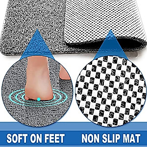 Shower Mat Non Slip for Elderly, 16x35.6’’Long Loofah Non Slip Shower Mat, Loofah Bath Mats for Shower, Non Slip Bath/Shower Mat for Elderly-Grey