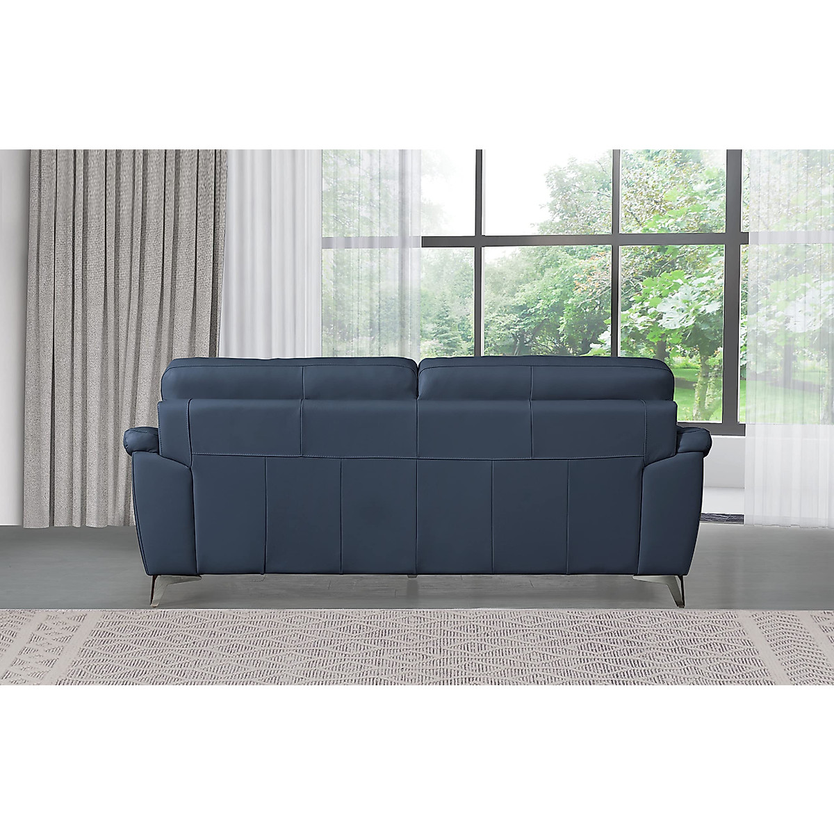 Abbyson Living Cadence Top Grain Leather Sofa, Blue