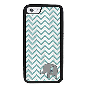 Teal and White Elephant Personalized Initial Apple iPhone Black Rubber Phone Case Compatible with iPhone 14 Pro Max, Pro, Max, iPhone 13 Pro Max Mini, 12 Pro Max Mini, 11 Pro Max X XS Max XR 8 7 Plus