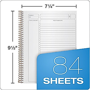 Ampad Gold Fibre Designer, Project Planner,Size 9-1/2 x 7-1/4, Asst Covers, 84 Sheets per Notebook (20-817),White