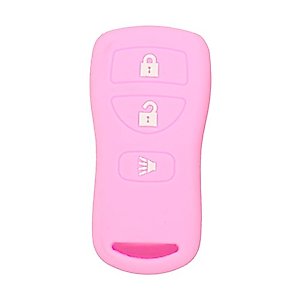 SEGADEN Silicone Cover Protector Case Holder Skin Jacket Compatible with NISSAN 3 Button Remote Key Fob CV2507 Pink