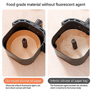 Air Fryer Disposable Paper Liner, Oil-Proof Water-Proof Non-Stick Food Grade Parchment Paper for Air Fryer … (100PCS, Brown)