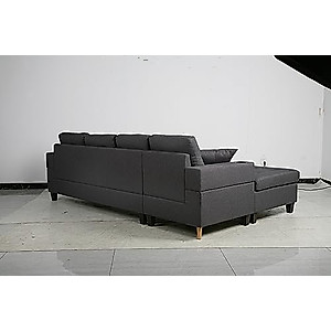 Morhome Convertible Sectional 97.2" L-Shape Sofa 4-Seat Couch with one Lumbar Pad Fabric Upholstered for Living Room, Apartment, Office, Creamy-Beige