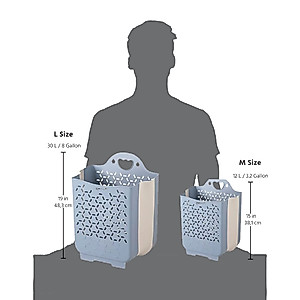 meistar Foldable Plastic Laundry Baskets. Wall Hanging Storage Basket. Multi-function Storage Container Waterproof Durable for Bedroom and Bathroom (M, Blue)