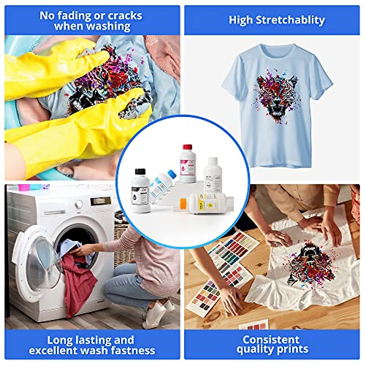 NGOODIEZ DTF Ink Refill for DTF Printer Conversion Kit Direct to Film Printing on T-Shirt (5x250 ml)