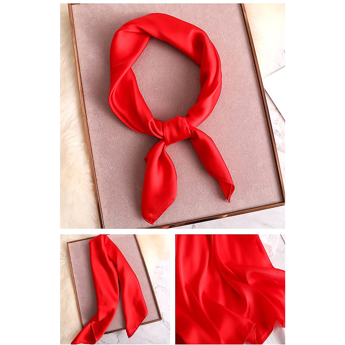 LNYSOTX Red Scarf Red Ascot Fred Scooby Doo 1950s Neck Scarf Satin Silk Mime Costume Accessories Hair Bandanas