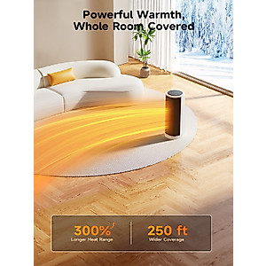 VICELEC Space Heater, 16 Inch Portable Electric Heaters for Indoor Use with Thermostat, 60°Oscillation, 12H Timer, Fast Heating Ceramic Heaters with Remote, 1500W Room Heater for Bedroom Home Office
