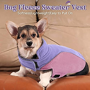 Polar Fleece Dog Sweater, Dog Apparel for Cold Weather, Reversible Soft Warm Coat with Leash Hole, Safety Reflective Strap Adjustable Hook and Loop Dog Fleece Vest for Small Medium Large Dogs(XS-3XL)