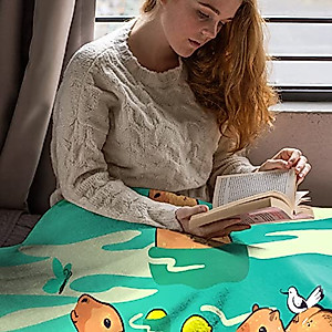 AMITAYUS Ultra Soft Flannel Fleece Couch Throw Blanket Capybara Full Size Warm Cozy Fuzzy Small Blanket for Travel Toddler 50"x40" for Kid