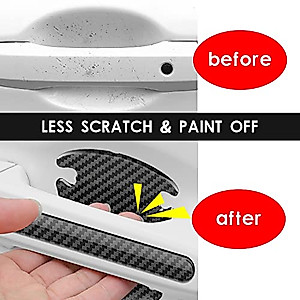 Grafken 8Pcs Universal 3D Carbon Fiber Car Door Handle Sticker Scratches Protective Films, Self-Adhesive Car Door Bowl Protection Stickers Fit All Car Models, black, M