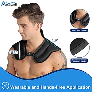 Atsuwell Neck Ice Pack Wrap, Reusable Gel Ice Pack Neck Shoulders, Cold Wrap for Upper Back Cold Compression, Flexible Necks Shoulder Gel Pad for Men Women, Black