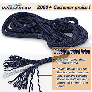 INNOCEDEAR 4 Pack 1/2” X 15’ Dock Lines|Marine-Grade Double-Braided Nylon Dock Line with 12” Eyelet.Hi-Performance Boat Rope Mooring Rope