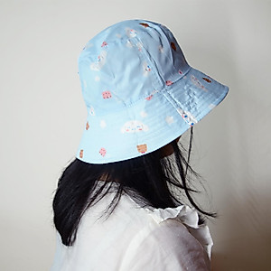 Kawaii Dog Bucket Hat for Women, Cotton Print Double-Side-Wear Reversible Bucket Hat, Trendy Lightweight Fishing Cap Sun Hats for Outdoor Summer Beach Travel