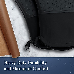 Cosy House Collection 4-Piece Oven Mitt & Pot Holder Set - 500°F Heat Resistant Trivet Cooking Gloves - Flexible, Durable & Comfortable Long-Lasting Silicone - Cooking, Baking & Grilling (Black)