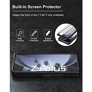 Foluu Case for Samsung Galaxy Z Fold 5, with Front Built-in Screen Protector, PU Leather + Hard PC Shell Ultra Thin Slim Durable Protective Phone Cover for Samsung Galaxy Z Fold5 5G 2023 (Brown)