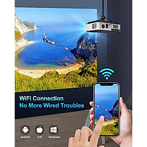 Native 1080P Full HD Projector, 6500 Lumen Projector with WiFi and Bluetooth, Upgrade Android Smart Projector for Outdoor/Indoor,Compatible with SmartPhone/TV Stick/PC/Laptop