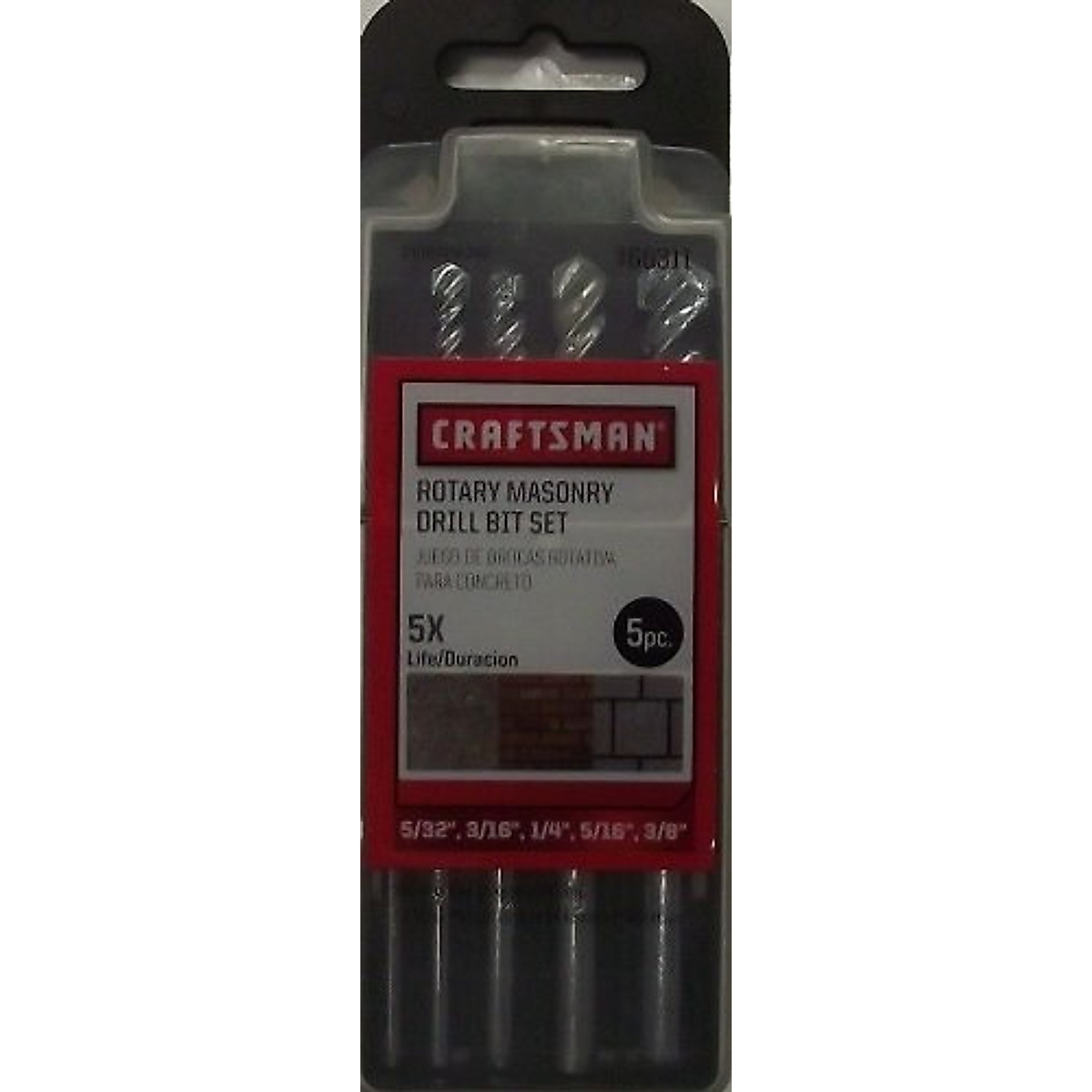 Craftsman 66311 5pc Rotary Masonry Drill Bit Set 5/32 3/16 1/4, 5/16, 3/8