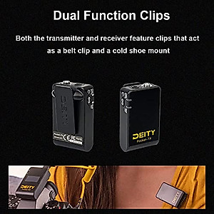Deity Pocket Wireless Microphone System (Pocket TX + Pocket RX) OLED Display 3.5 mm Audio Input Compatible with DSLR Cameras, camcorders, Android Smartphones, Laptop, PC Black