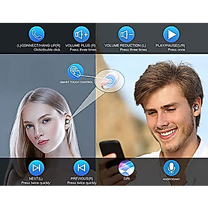 VOLT Plus TECH Slim Travel Wireless V5.1 Earbuds Compatible with Lava Blaze NXT Updated Micro Thin Case with Quad Mic 8D Bass IPX7 Waterproof/Sweatproof (White)