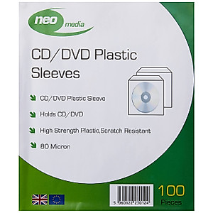 Neo Media CD/DVD Plastic Wallets - 80 Micron - (Pack of 100)