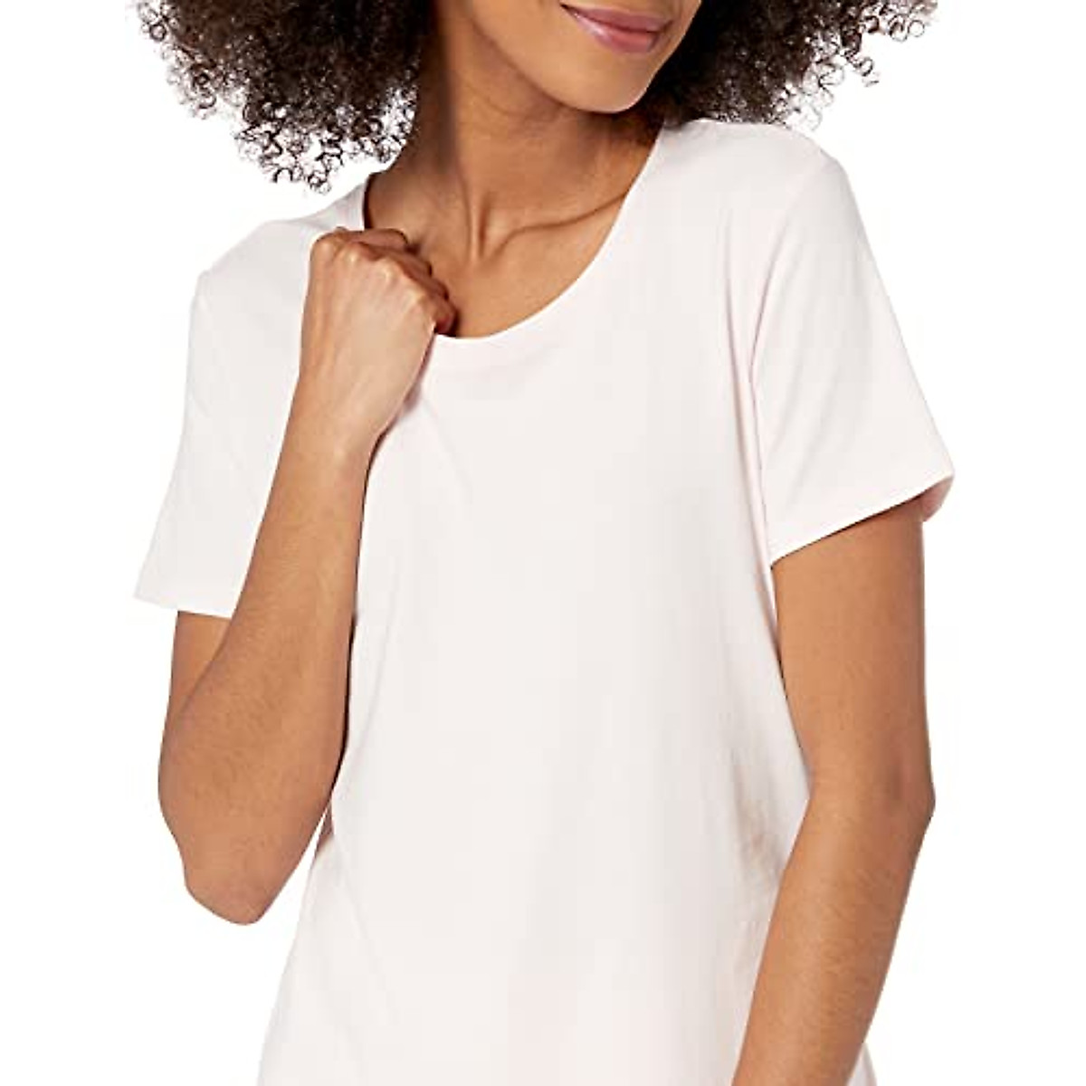 Amazon Essentials Women's Classic-Fit Short-Sleeve Crewneck T-Shirt, Pack of 2, Light Grey Heather/Light Pink, Large