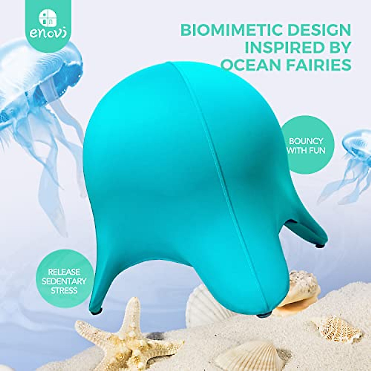 ENOVI Starfish Ball Chair, Yoga Ball Chair Exercise Ball Chair Ergonomic Design for Home Office Desk, Stability Ball & Balance Ball Seat to Relieve Back Pain, 24IN, FG