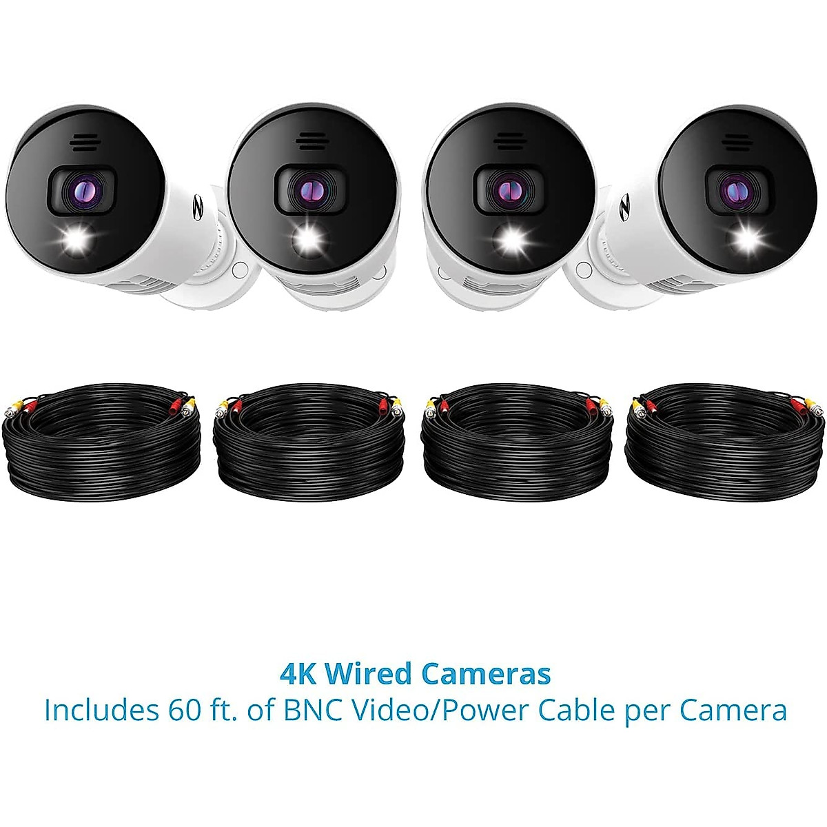 Night Owl Sp, Llc 8 Channel Bluetooth Video Home Security Camera System with (4) Wired 4K UHD Indoor/Outdoor Spotlight Cameras Audio and 1TB Hard Drive White, WM-BTD881-4LSA