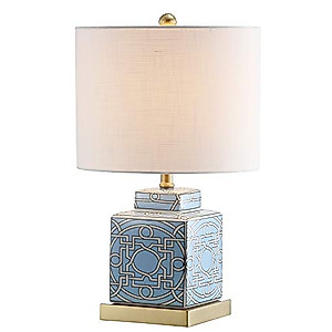 JONATHAN Y JYL3044A Catherine 22" Ceramic/Metal Ginger Jar LED Table Lamp Contemporary Transitional Bedside Desk Nightstand Lamp for Bedroom Living Room Office College Bookcase, Blue/White