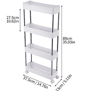 Generic Slim Rolling Storage Cart for Laundry Room Organization, 4 Tier Assemble Mobile Shelving Unit with Wheels Rolling Utility Cart Storage Rack for Kitchen