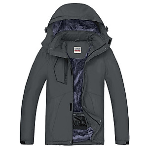 WULFUL Men's Waterproof Ski Jacket Warm Winter Snow Coat Mountain Windbreaker Hooded Raincoat