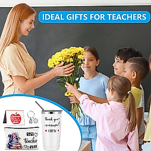 YOOIPI Teacher Appreciation Gifts, Best Teacher Gifts for Women with 20 oz Insulated Tumbler Makeup Bag Keychain and Card Thank You Gifts for Teachers Day Birthday Graduation Thanksgiving Christmas
